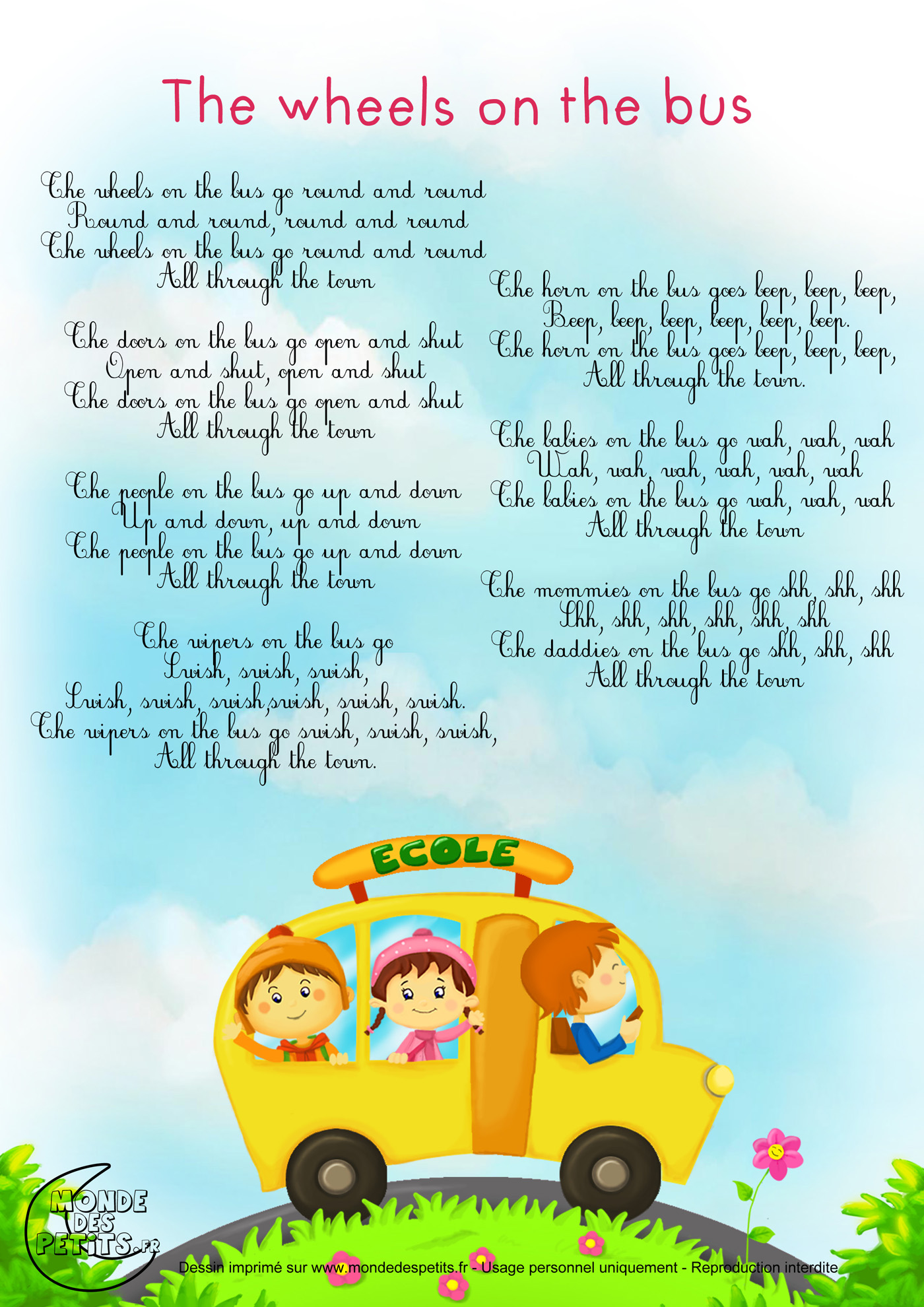 Wheels On The Bus Lyrics Printable At Grant Schaefer Blog
